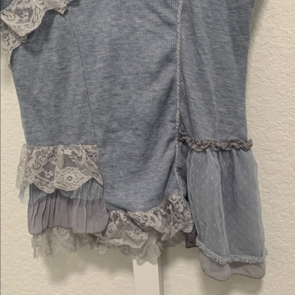 Vintage | Tops | Forla Paris Boho Blue Ruffle Details Ribbed Tank Top ...